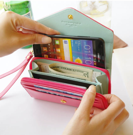 Smart Crown Style Pouch Wallet For Multi Purpose In Pink on Luulla